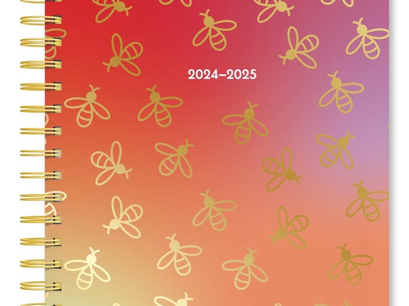 Busy Bees | 2025 18 Months Desk Planner | Foil Stamped Cover | July ...