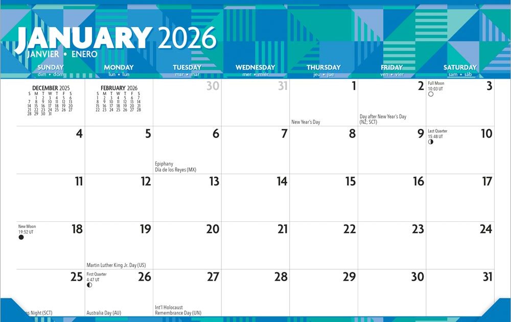 Large Print | 2026 15.5×11 Inch Desk Pad Calendar | Plato Calendars